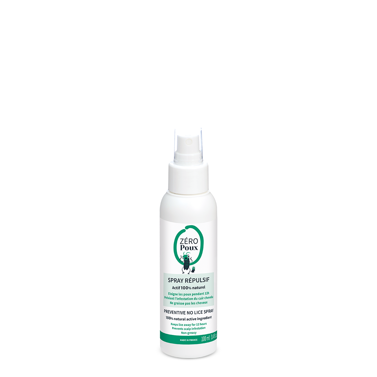Spray Répulsif Anti-Poux Zéro Poux 100ml - Protection 12h | POUX SHOP